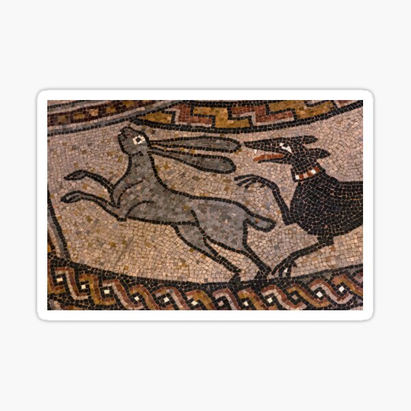 "Thrill of the chase in medieval mosaic" Sticker by TerenceKerr | Redbubble