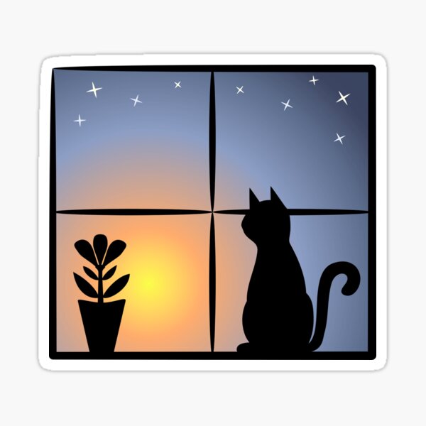 "cat on window art" Sticker by Mausser993 | Redbubble