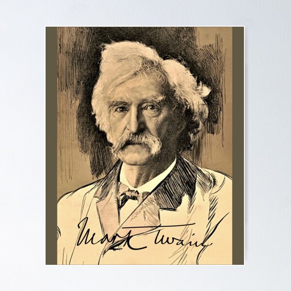 "Mark Twain, 1904 Portrait with Signature " Poster for Sale by Britney ...