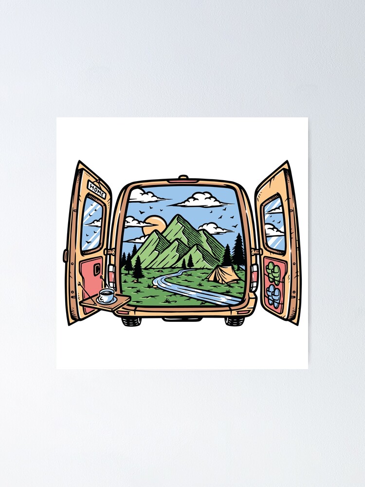 Póster «Camiseta Static Caravans, vistas a la montaña en la camiseta ...