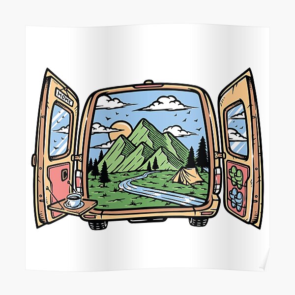 Póster «Camiseta Static Caravans, vistas a la montaña en la camiseta ...