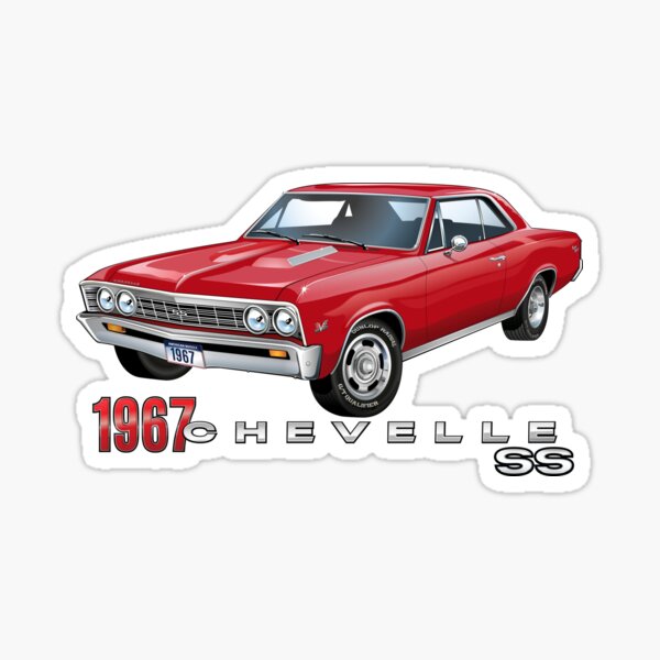 "Bright Red 1967 Chevelle Super Sport" Sticker for Sale by bjcoving ...