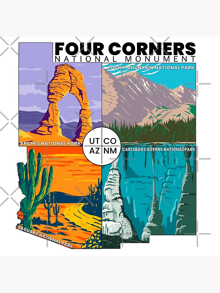 "Four Corners National Monument with National Parks" Poster for Sale by ...