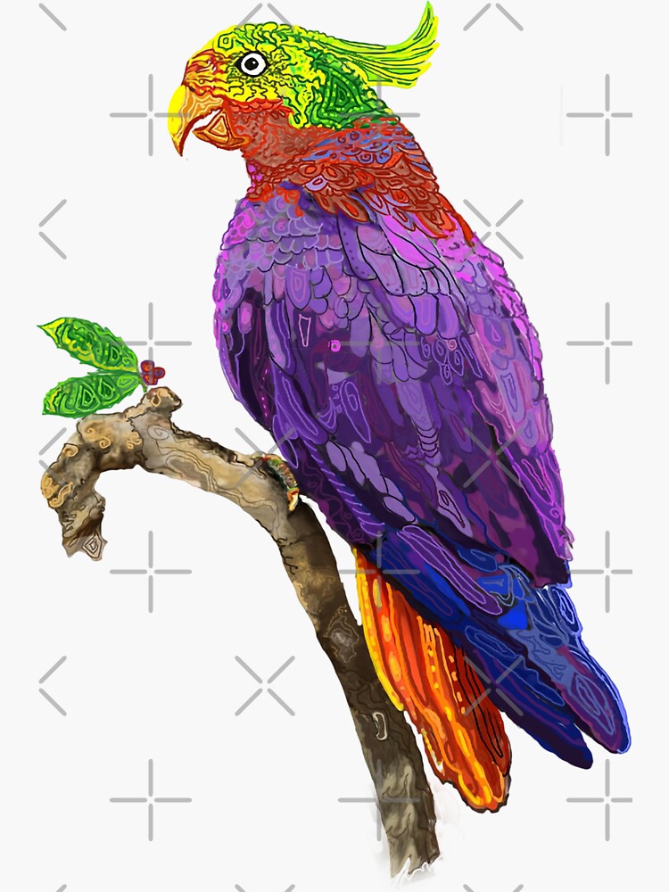 "Exotic Jewel-Coloured Parrot" Sticker for Sale by UbiArt | Redbubble