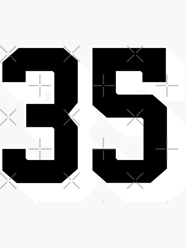 "Jersey Number 35 black" Sticker by jiromie | Redbubble