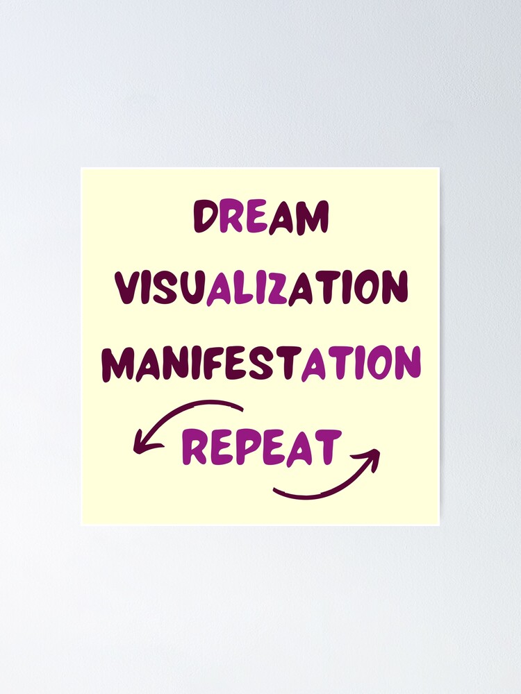 "Dream, visualization, manifestation, realization, repeat" Poster for ...