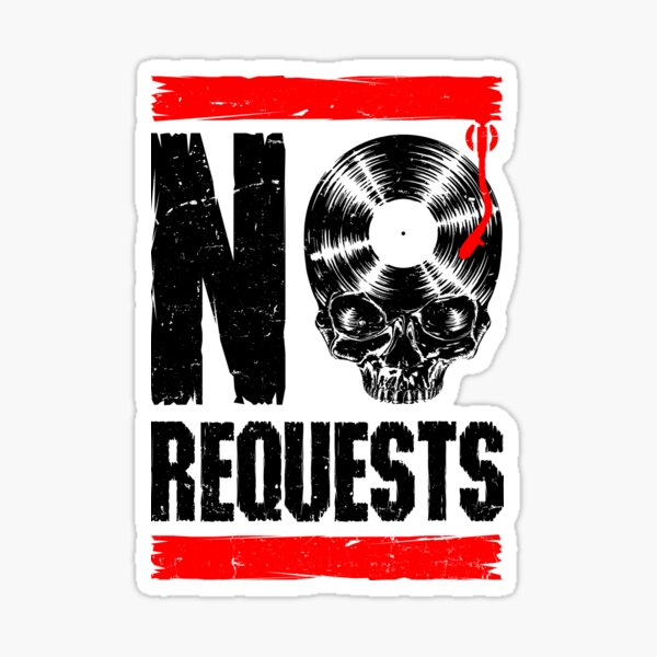 "No Requests DJ Turntable Vinyl Record Gothic Skull" Sticker by ...