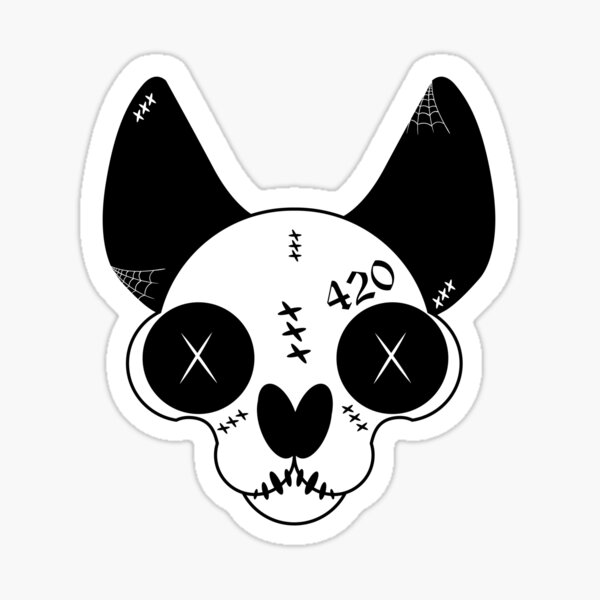 "Skull Kitty" Sticker by Sn00gies | Redbubble