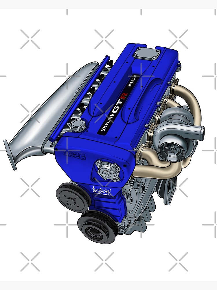 "Skyline GT-R RB26 Engine Blue Top" Poster for Sale by JDMCarStuff ...