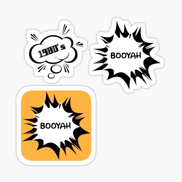 "Retro Orange 80's Booyah" Sticker by trendyphrases | Redbubble