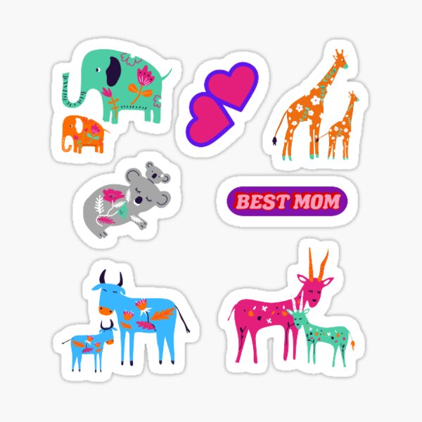 "Mother and child sticker pack" Sticker by Erandishop | Redbubble