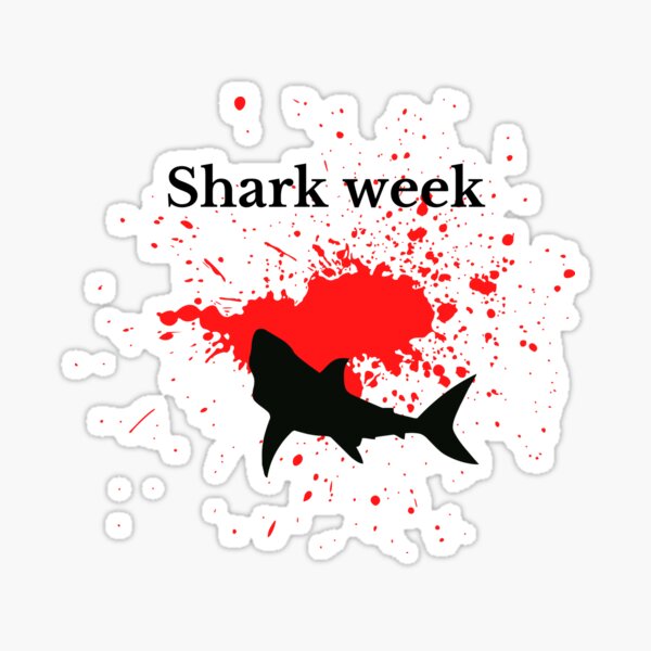 "Shark week, period!" Sticker by tattooclumsey | Redbubble