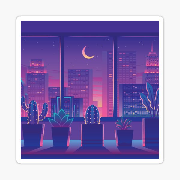 "City landscape through window illustration " Sticker for Sale by ...