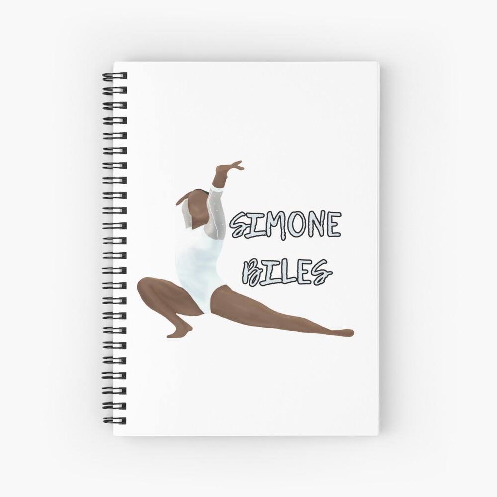 "Simone Biles Gymnast Art with Name - White leo" Spiral Notebook for ...