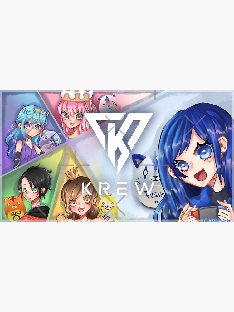 "the krew,Funneh Plushy on a scooter,itsfunneh" Sticker by Amelia-Nina ...