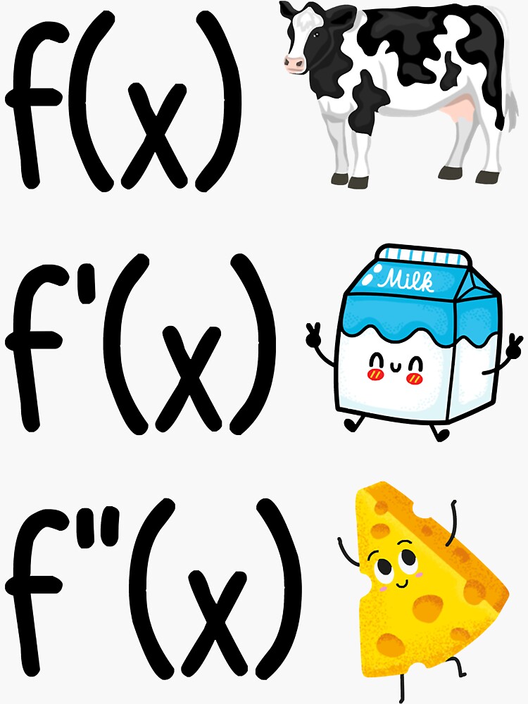 "Funny Math Teacher Art For Men Women Cow Milk Cheese Formula" Sticker ...
