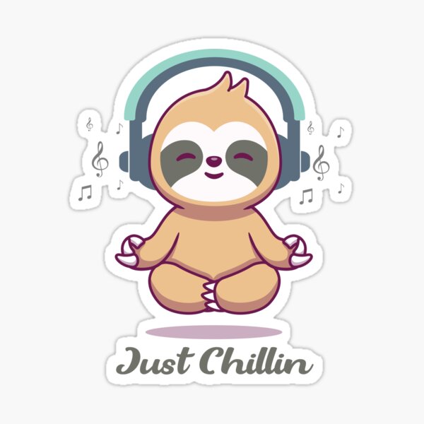 "Just Chillin Cute Sloth Music" Sticker by mountainadora | Redbubble