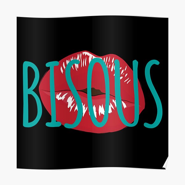 "Bisous Kisses French Word Red Green" Poster for Sale by Comicsorama | Redbubble
