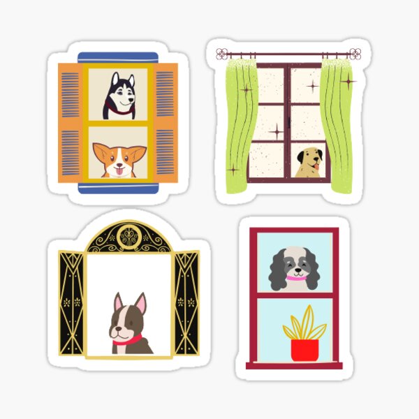 "dogs in the window stickers pack" Sticker by Erandishop | Redbubble