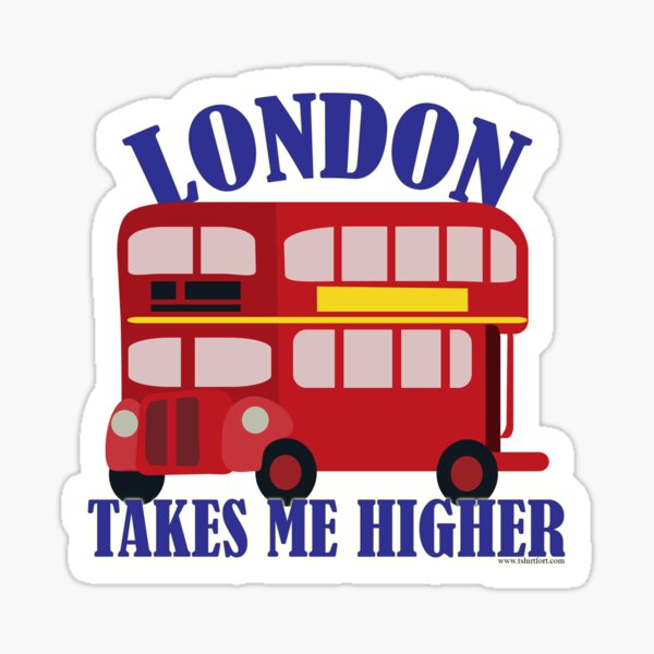 "Funny London Double Decker Bus Cartoon Motto" Sticker by mytshirtfort ...