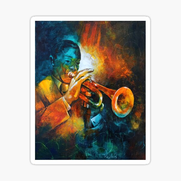 "Louis Armstrong Paintings" Sticker by Le-Conte | Redbubble