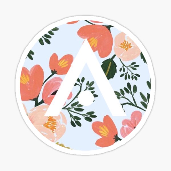 "Blue and Pink Flowers Aveda Logo" Sticker by Dalaura | Redbubble