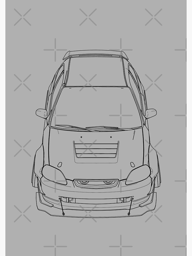"Car line art, Car guy, Car girl JDM car addict, Civic Drawing" Spiral ...