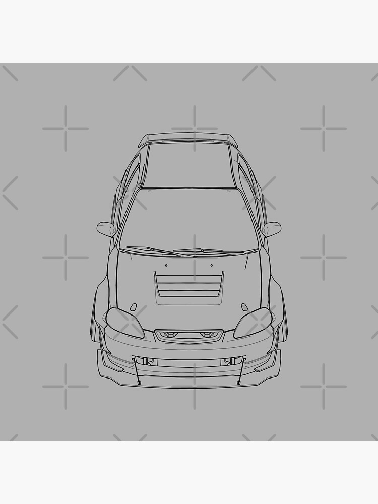 "Car line art, Car guy, Car girl JDM car addict, Civic Drawing" Poster ...