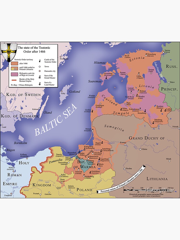 "Map of the Teutonic state in 1466" Sticker for Sale by HistoryWear ...