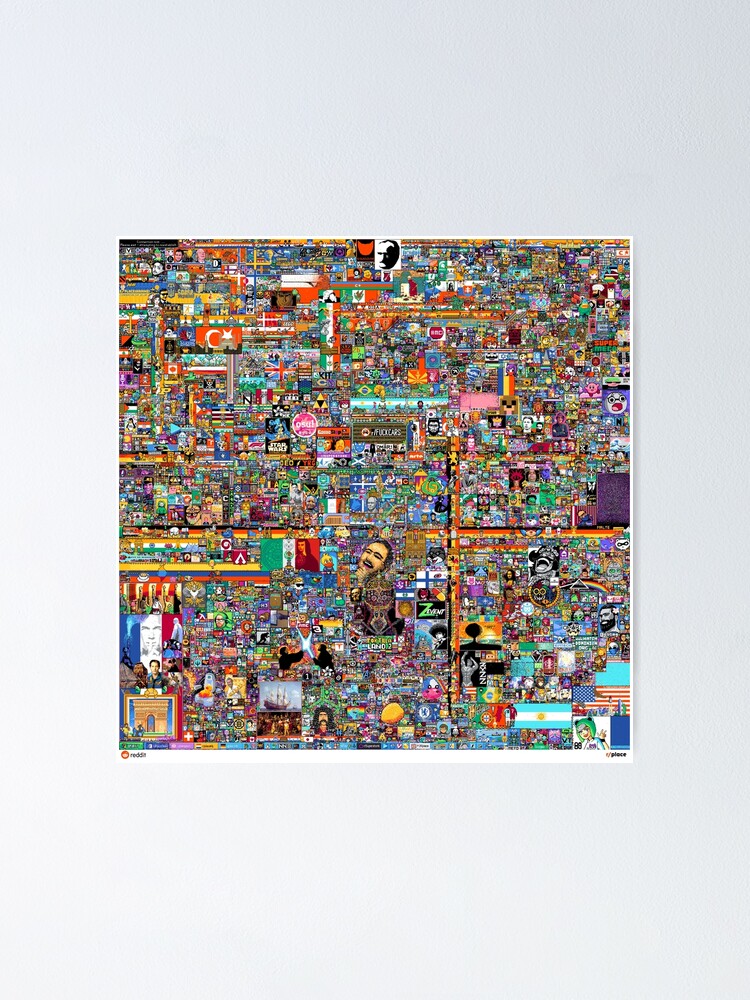 "R / place final image Sub Reddit Atlas Map meme" Poster by sun-shadoww ...