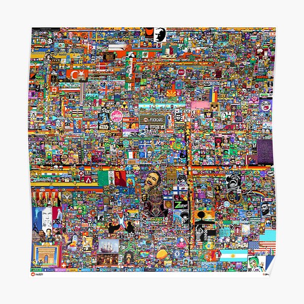 "R / place final image Sub Reddit Atlas Map meme" Poster by sun-shadoww ...