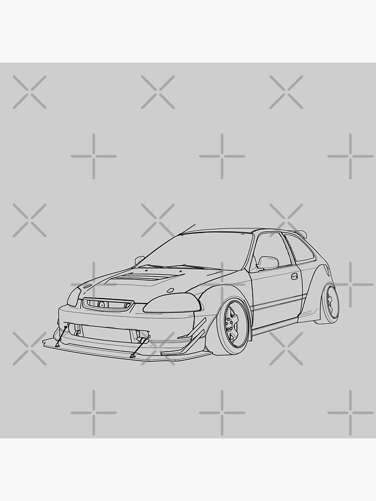 "Car line art, Car guy, Car girl JDM car addict, Civic Front Drawing ...