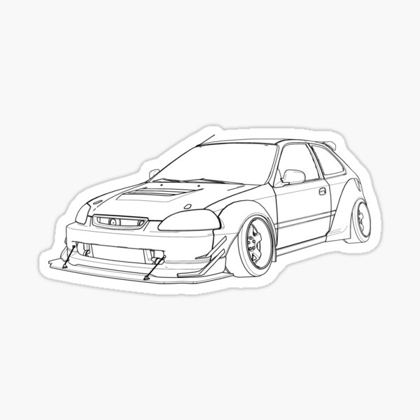 "Car line art, Car guy, Car girl JDM car addict, Civic Front Drawing ...