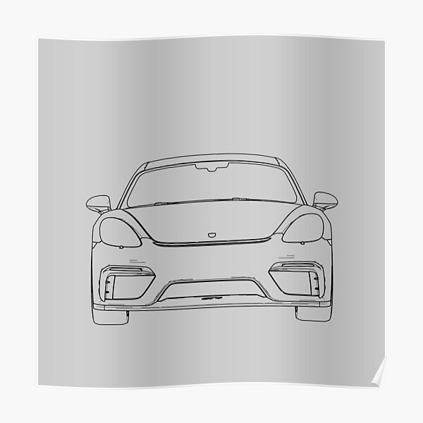Poster « Car line art, Car guy, Car girl GDM car addict, Porche Drawing ...