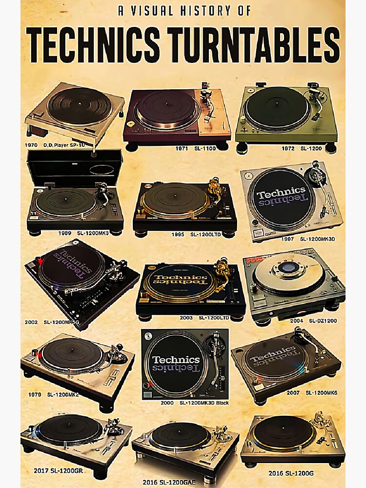 "A Visual History Of Technics Turntables" Sticker by CarmenWinebre ...