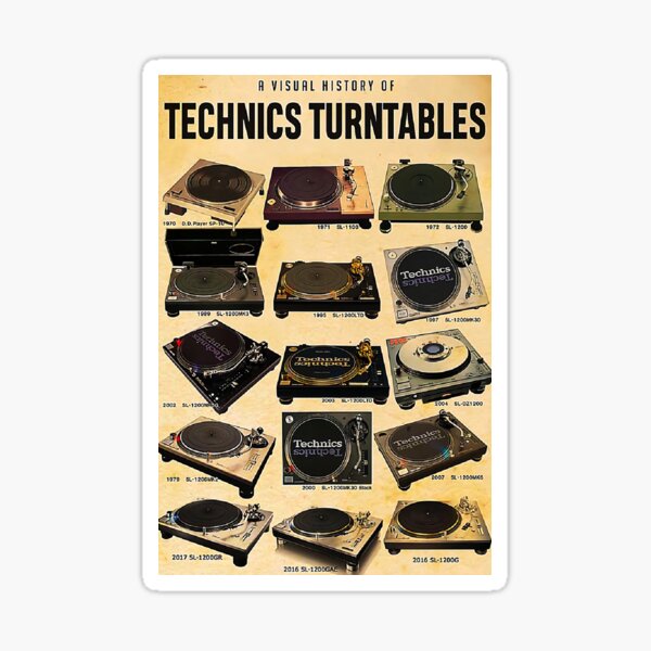 "A Visual History Of Technics Turntables" Sticker by CarmenWinebre ...