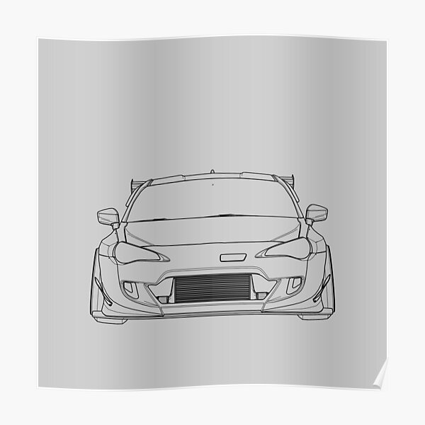 "Car line art, Car guy, Car girl, JDM car addict, Subie Drawing" Poster ...