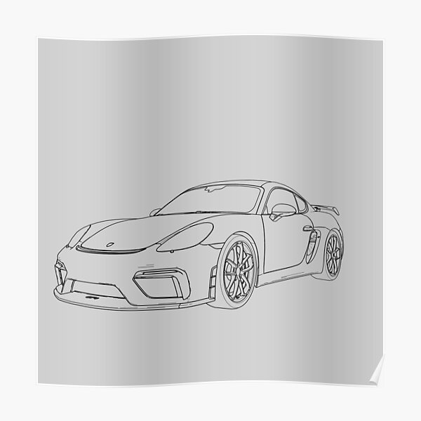 Poster « Car line art, Car guy, Car girl GDM car addict, Porche Drawing ...