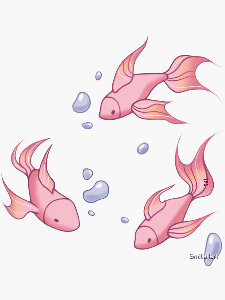"Pink fish" Sticker for Sale by Smillallart | Redbubble