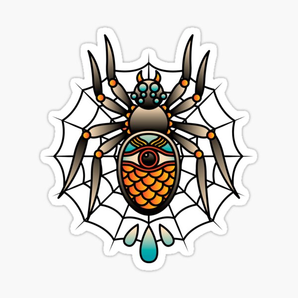 "Retro Spider Tattoo " Sticker by OutcastBrain | Redbubble