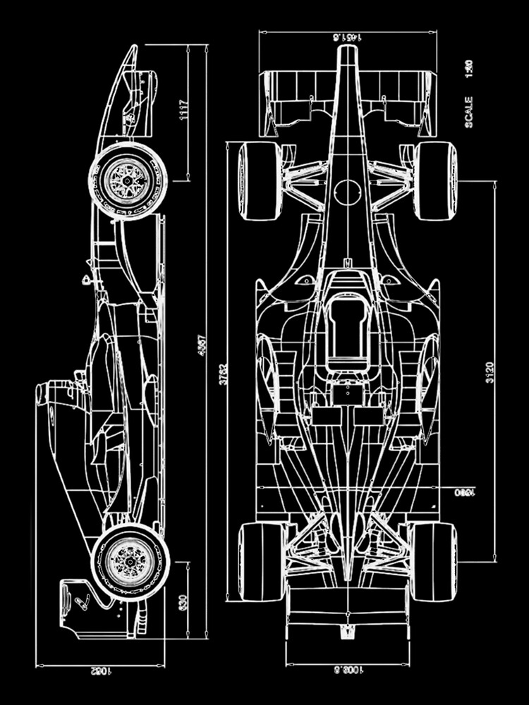 "formula one racing car silhouette mechanical engineering draw" Art ...