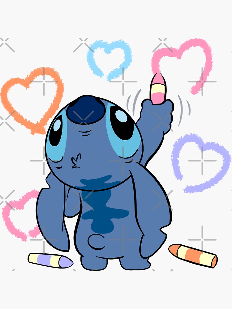 "Stitch Crayons " Sticker for Sale by Victoriacai | Redbubble