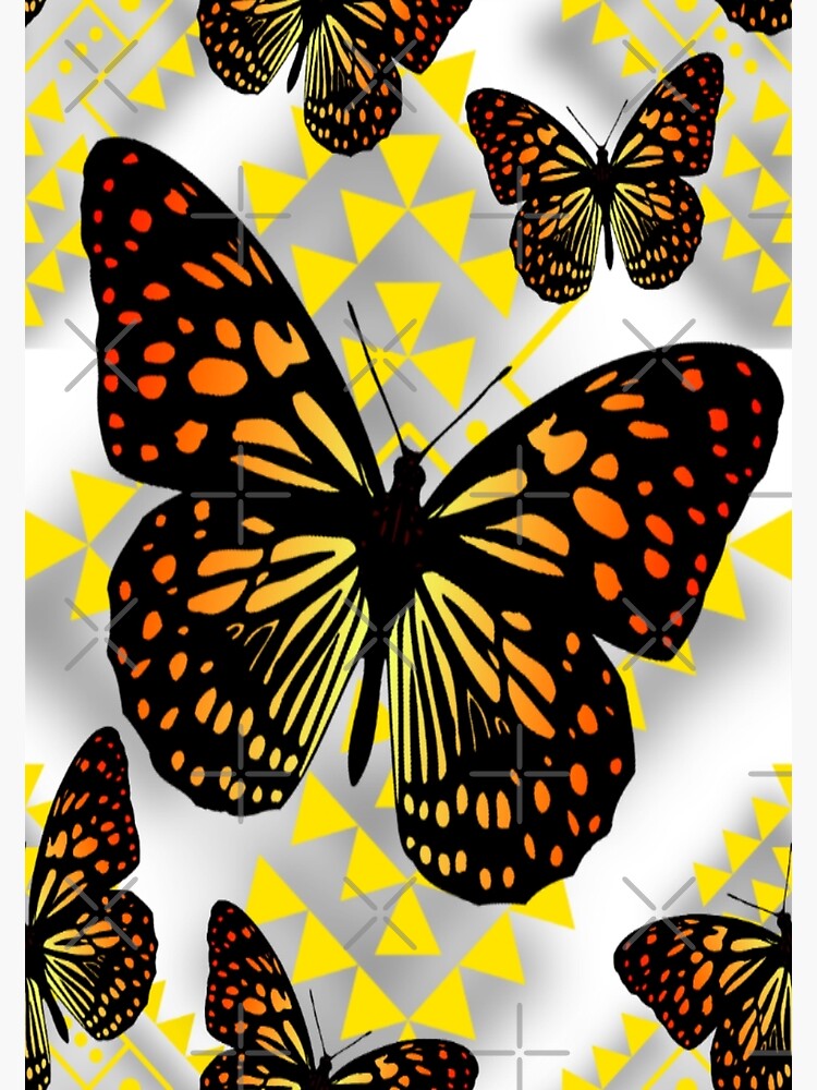 "White /Golden Yellow / Fire Color Native Butterfly Design " Poster for ...