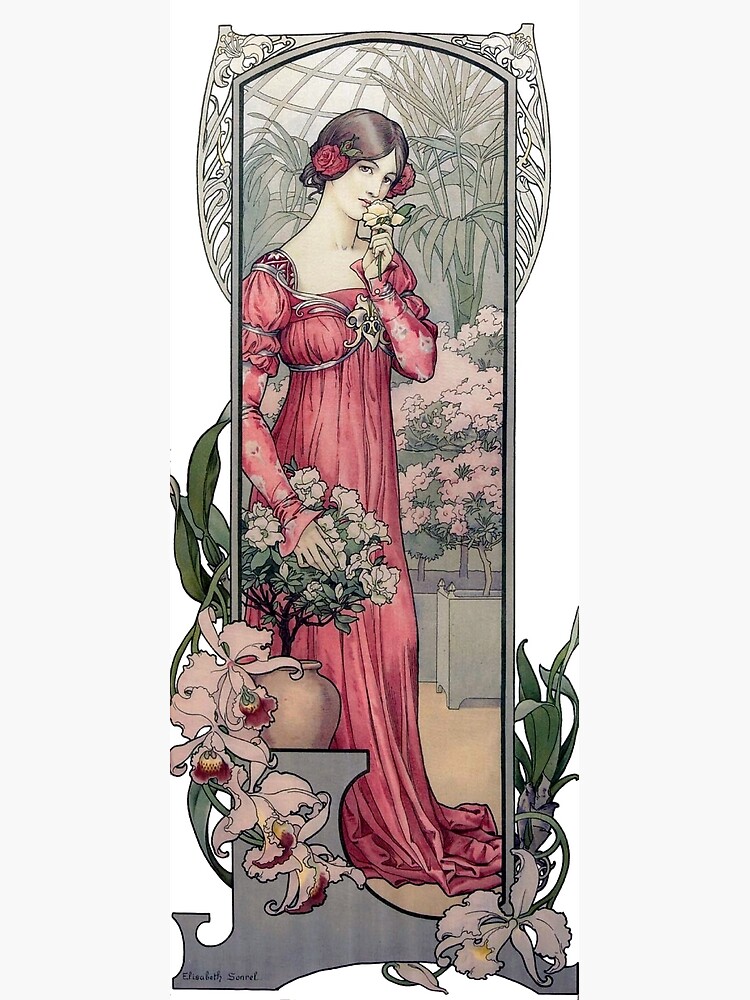 "Vintage Alfons Mucha Girl With Flowers" Photographic Print by ...