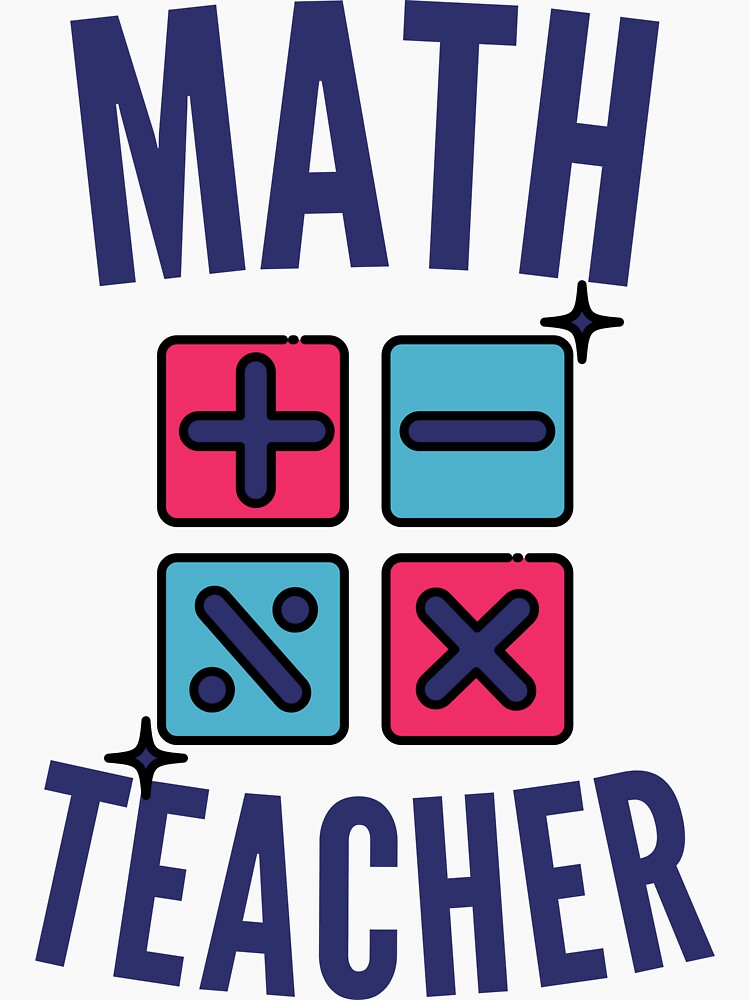 "Cute Pink Blue Color Block Math Teacher Appreciation " Sticker for ...