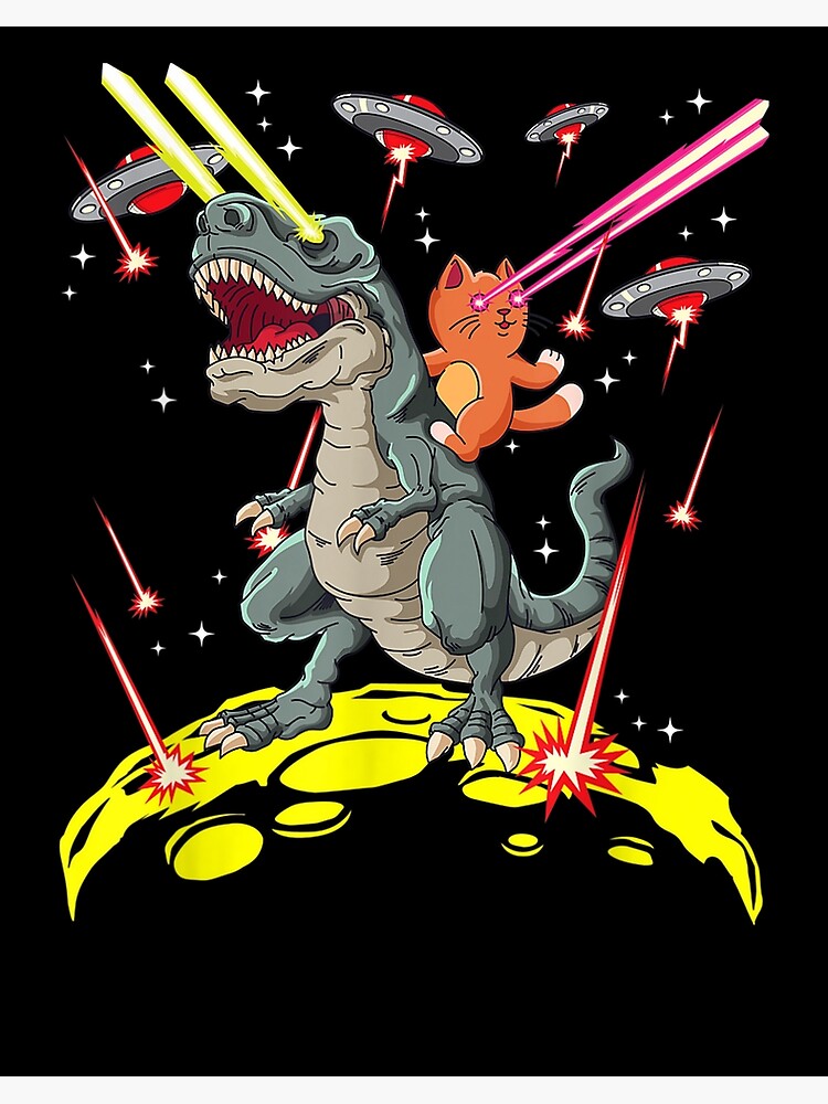 "Space Cat Riding T Rex Laser Eyes, For Man For Women Unique, For Boys ...