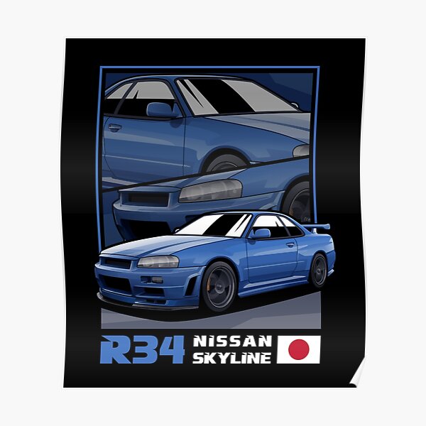 Póster «Icónico - Nissan Skyline R34» de kelfatoreiq | Redbubble