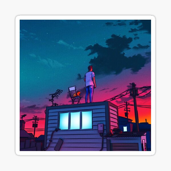 "poems of the past powfu cover" Sticker by jeterbarbar | Redbubble