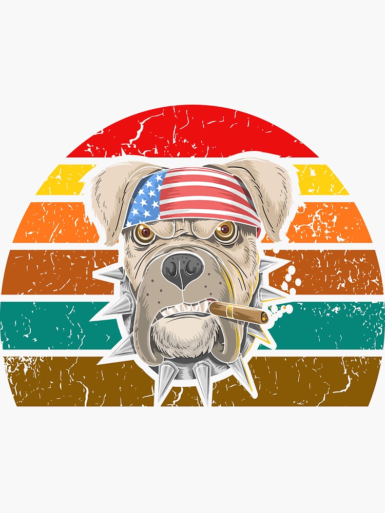 "Cool American Boxer Dog Smoke Cigar" Sticker by maryjeans98 | Redbubble