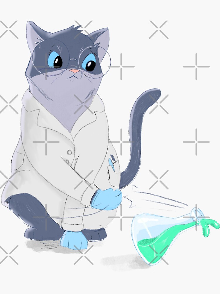 "Curious Science Cat" Sticker for Sale by TrailMixArt | Redbubble